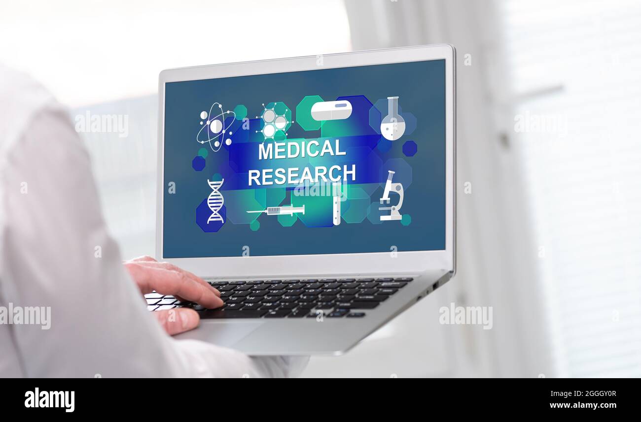 Laptop screen displaying a medical research concept Stock Photo - Alamy