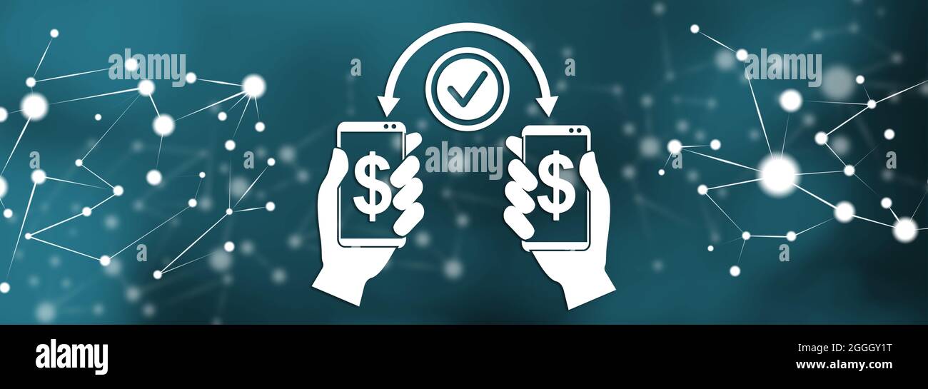 Illustration of a money transfer concept Stock Photo - Alamy