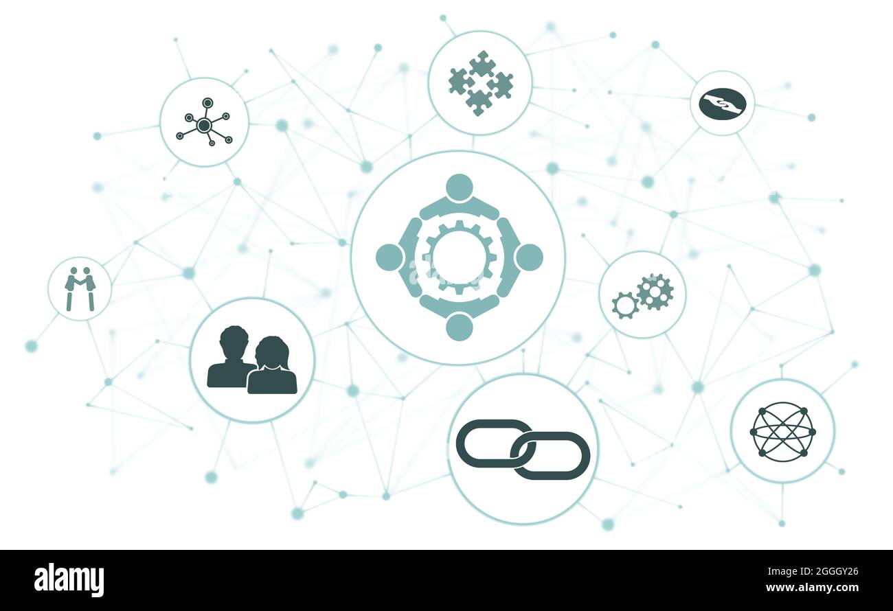 Concept of friendship with connected icons Stock Photo - Alamy