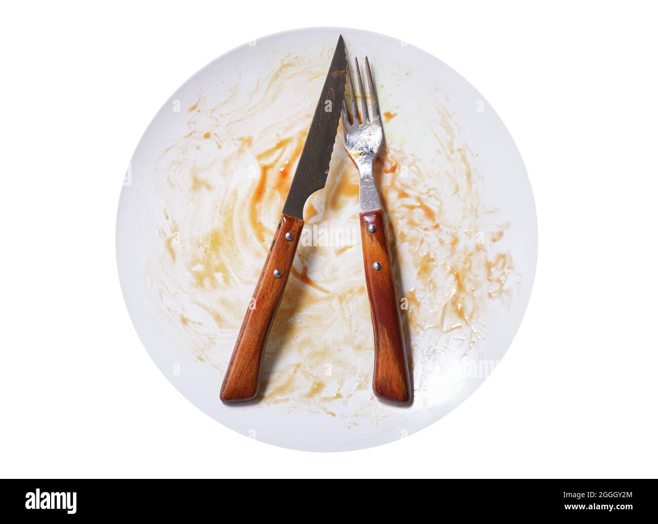 empty dirty plate isolated on white background, top view Stock Photo ...