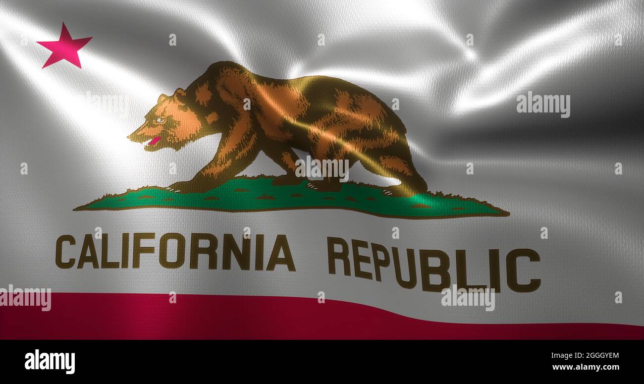 California Flag, United States of America, waving folds, close up view ...
