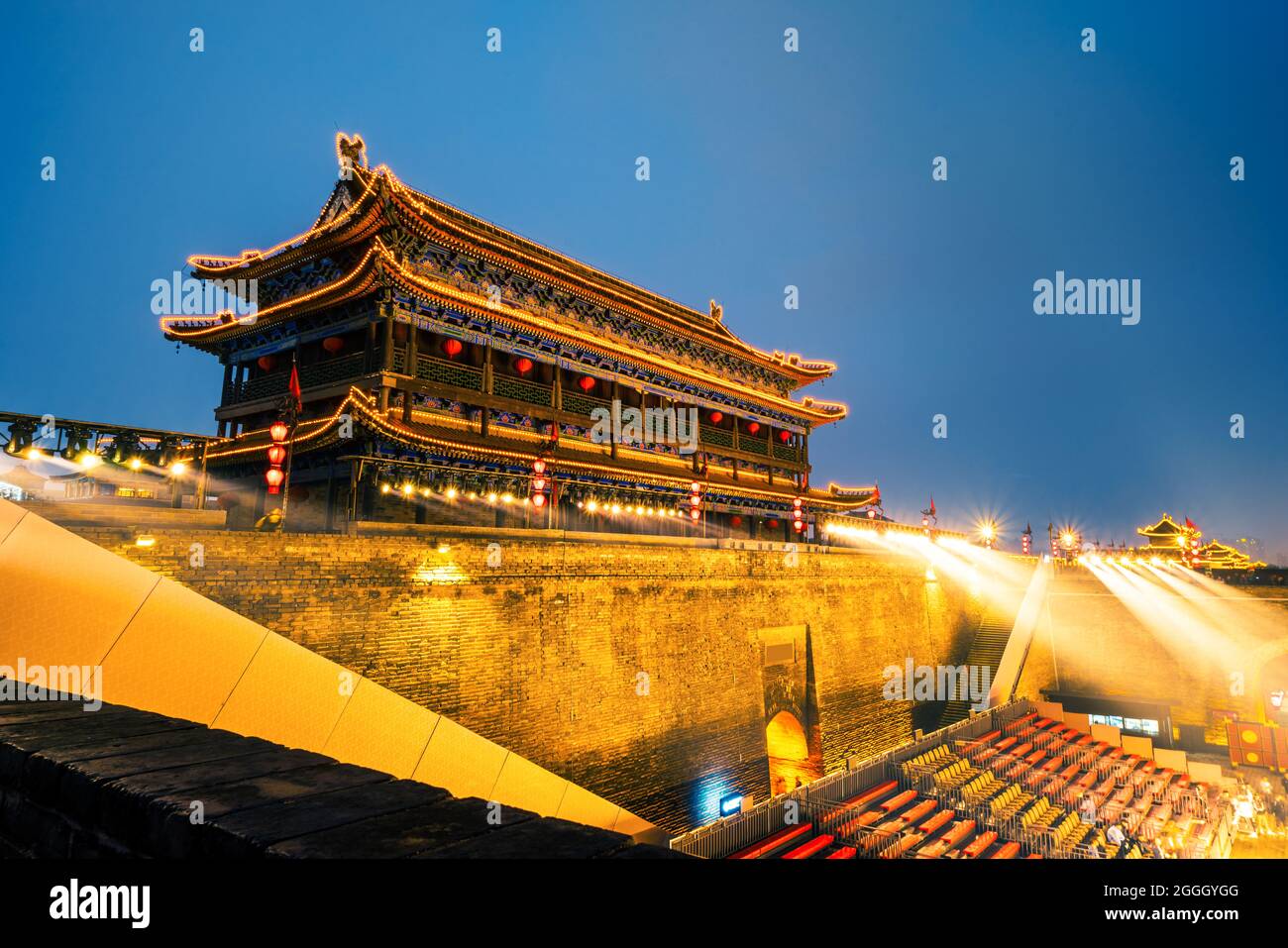 ancient city wall at night, Xi'an,China Stock Photo - Alamy