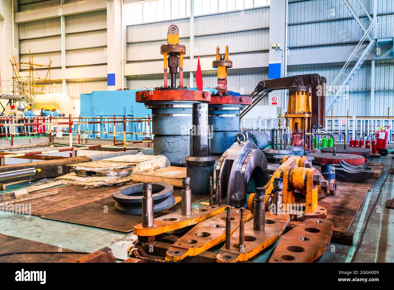 Giant pipes, tubes and equipment inside modern industrial power plant ...