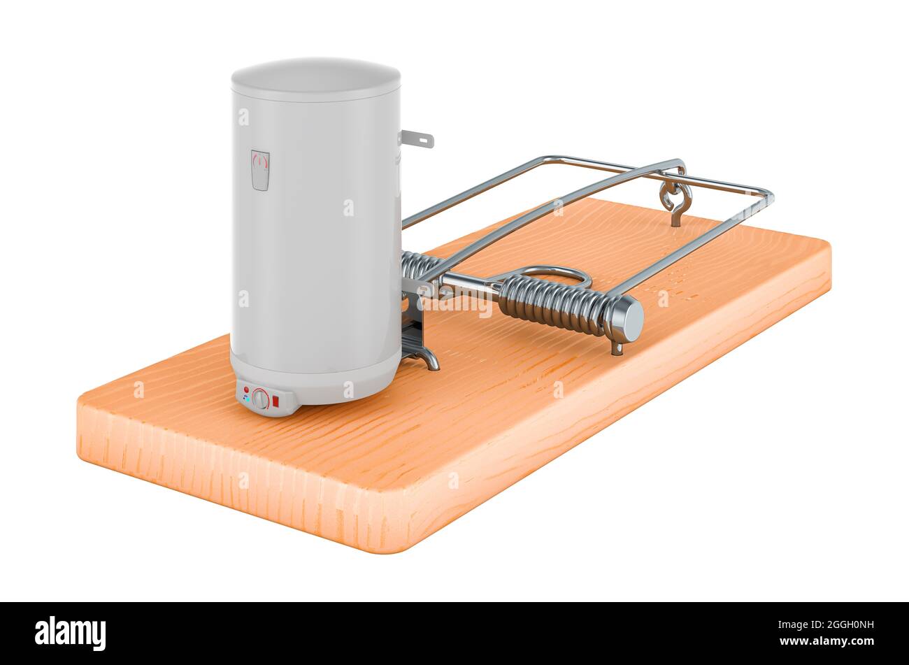 Electric boiler inside mousetrap, 3D rendering isolated on white ...