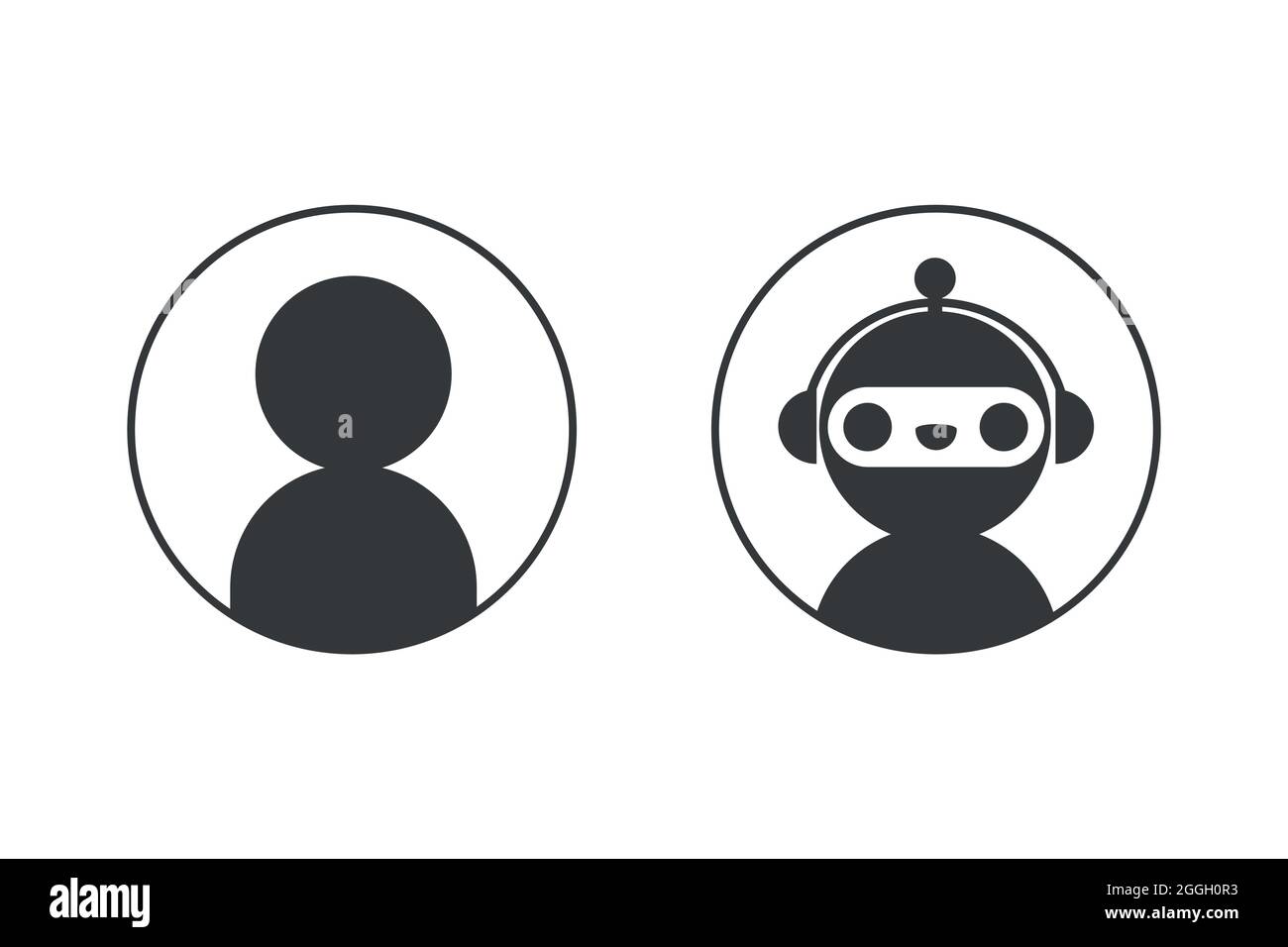 Chat bot robot and user icons in circle set. Elements for design online ...