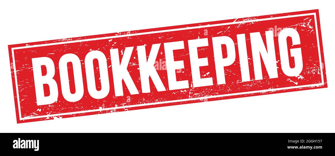 BOOKKEEPING text on red grungy rectangle stamp sign Stock Photo - Alamy