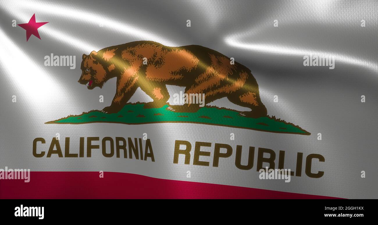 California Flag, United States of America, waving folds, close up view ...