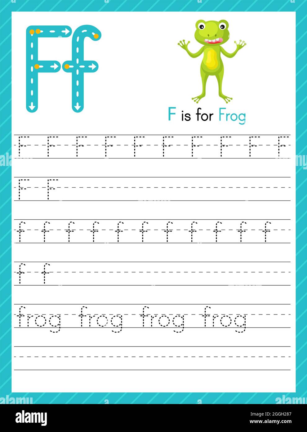 Trace letter F uppercase and lowercase. Alphabet tracing practice ...