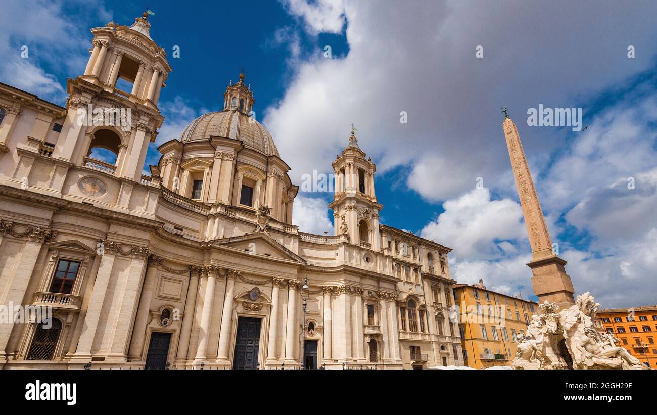 Piazza Navona square wonderful baroque monuments in Rome Stock Photo ...