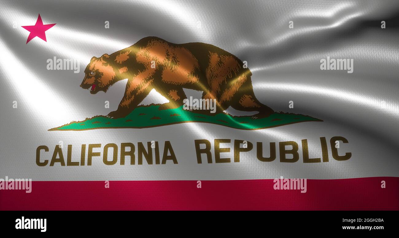 California Flag, United States of America, waving folds, close up view ...