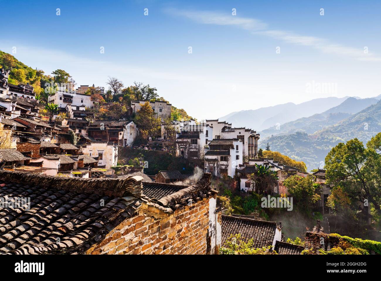 Landscape of Wuyuan County with Yellow oilseed rape field and Blooming ...
