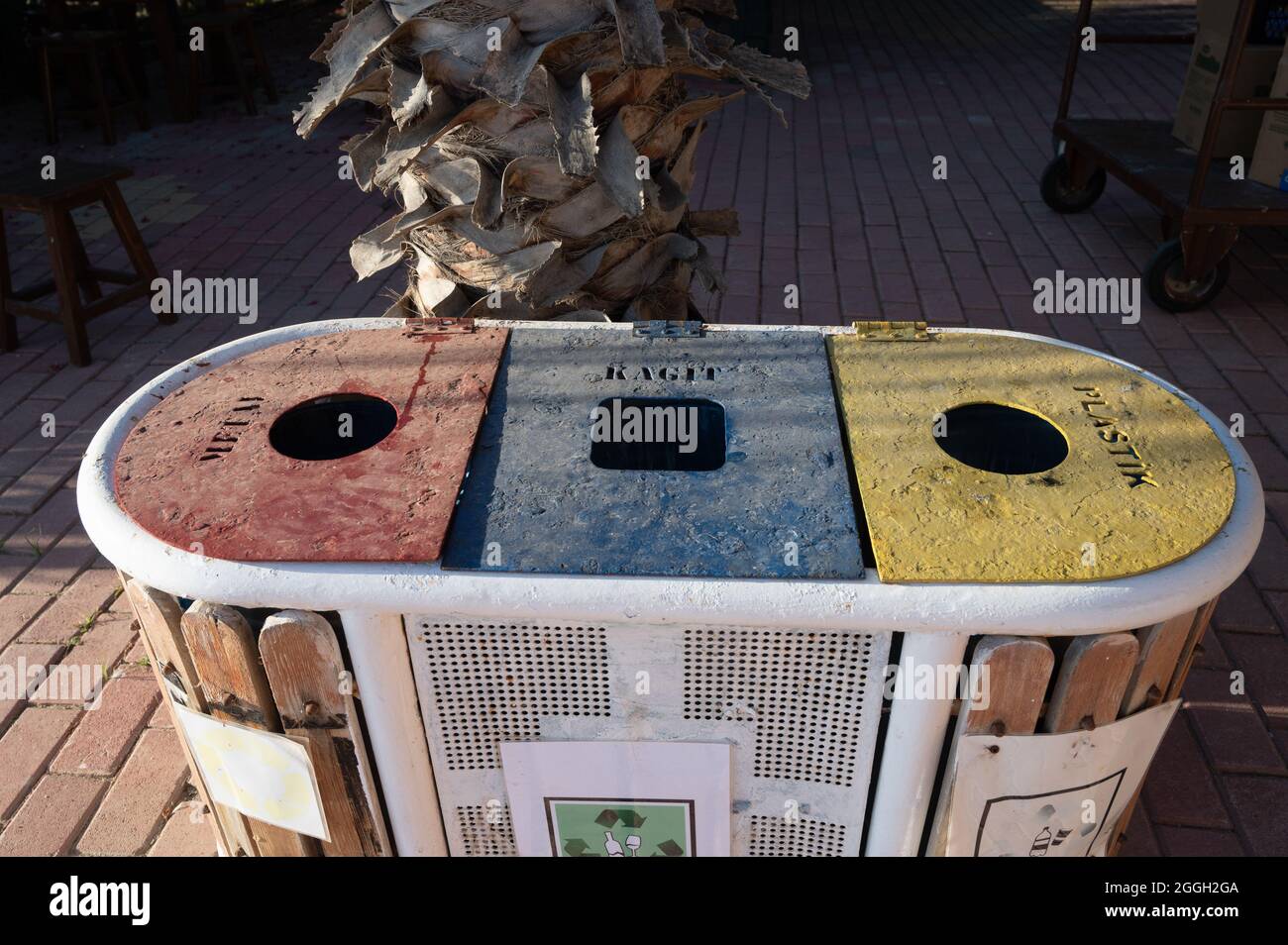 Trash bin with separate trash compartments Stock Photo - Alamy