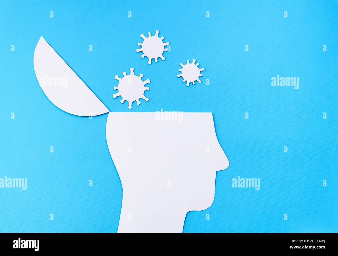 Virus thinking Concept, Paper Cut Open head with Viruses Stock Photo ...