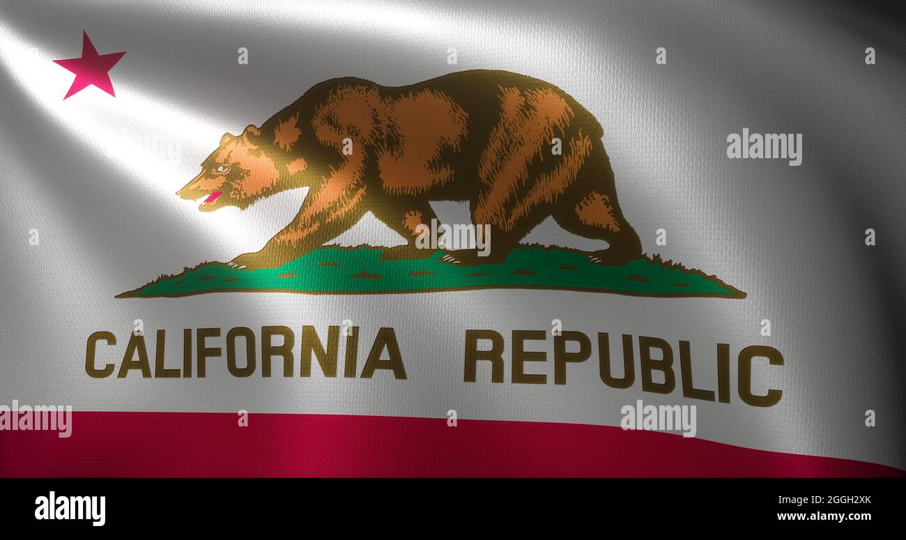 California Flag, United States of America, waving folds, close up view ...