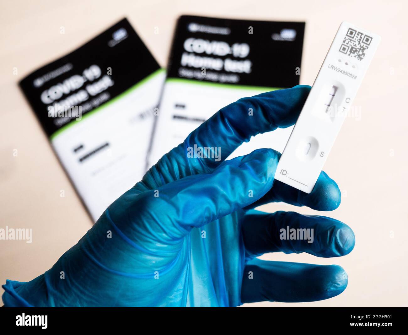 Positive COVID-19 test result. A UK NHS lateral flow corona virus home ...