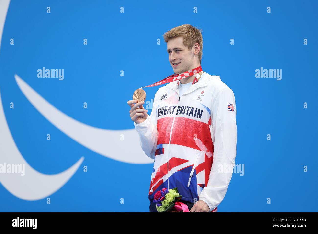 Bronze medalist CLEGG Stephen (GBR) celebrates on the podium for the ...