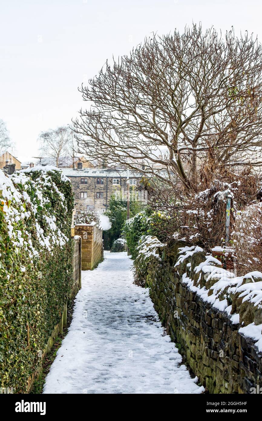 Snow covered footpath Stock Photo - Alamy