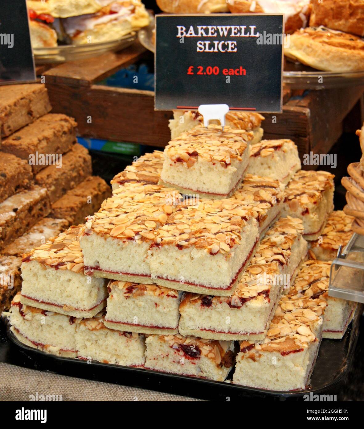 A Display of Bakewell Slice Cakes for Sale Stock Photo - Alamy