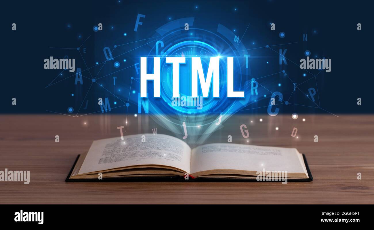 Technology abbreviation coming out from an open book Stock Photo - Alamy