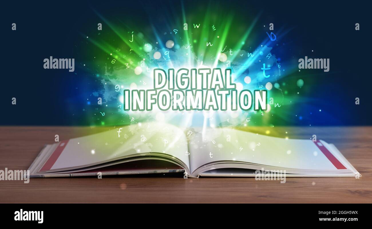 Educational inscription coming out from an open book Stock Photo - Alamy