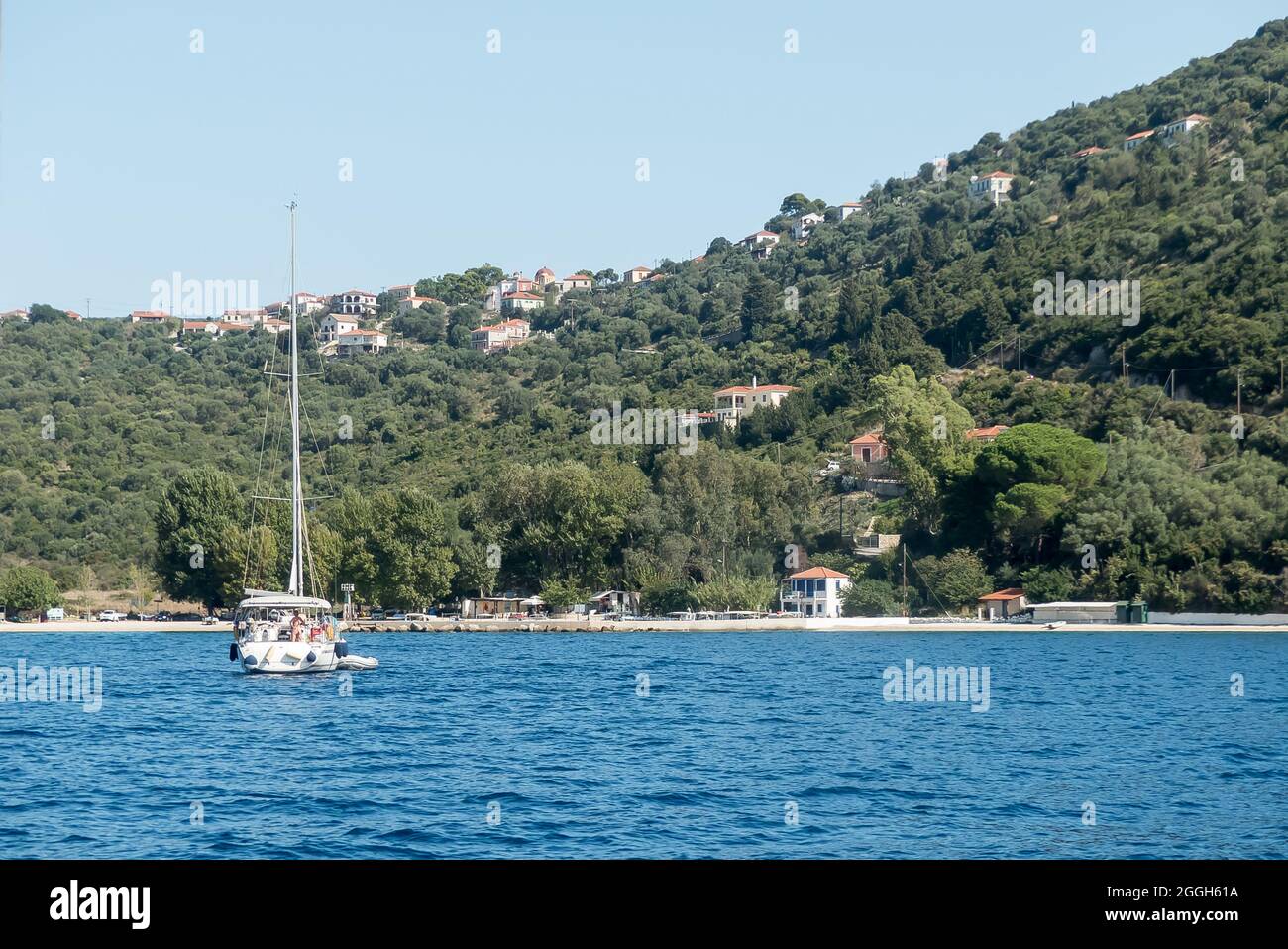Ithaca in Greece: the village and beach of Polis Stock Photo - Alamy