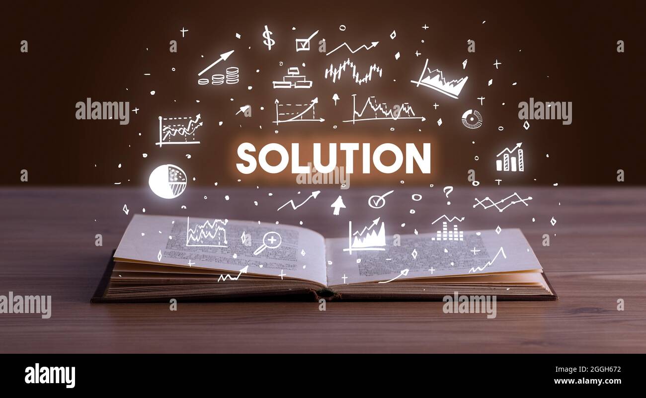 Business inscription coming out from an open book Stock Photo - Alamy