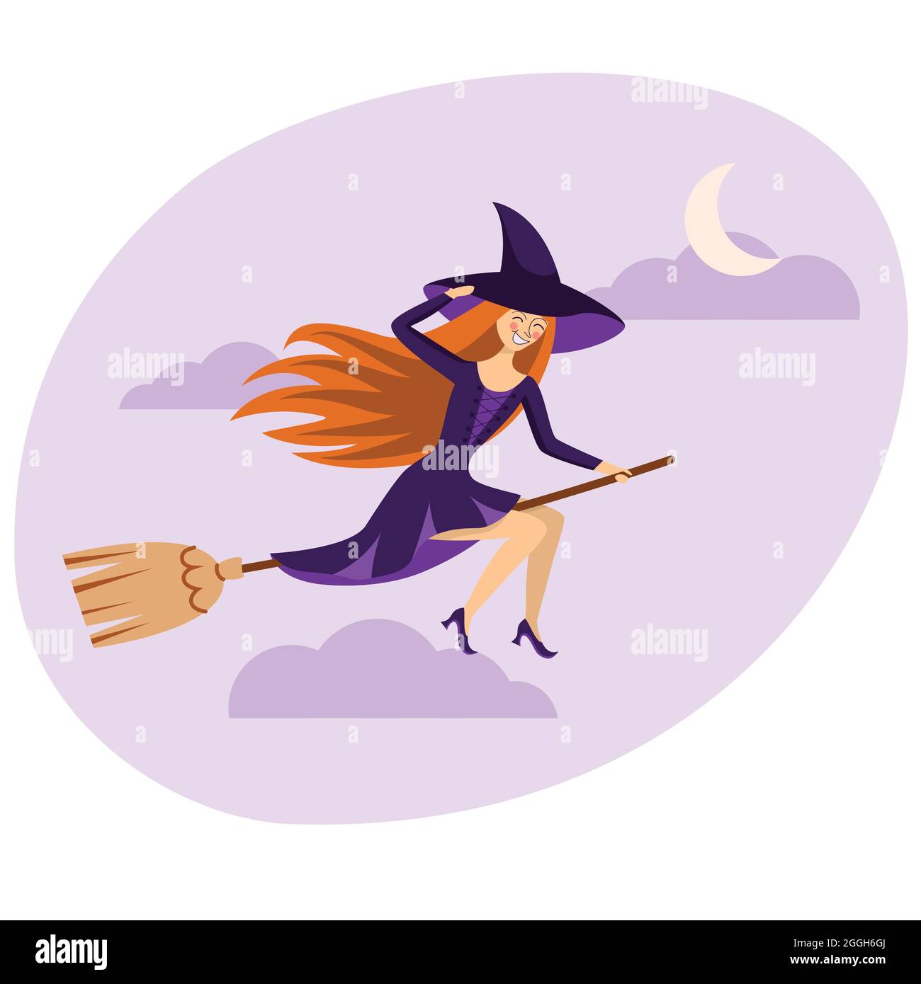 Pretty Purple Flying Witch
