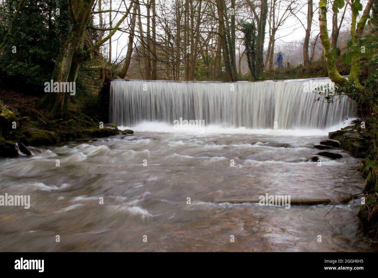 Flowing river at Mag Brook, Honley, Holmfirth, Yorkshire, UK Stock ...