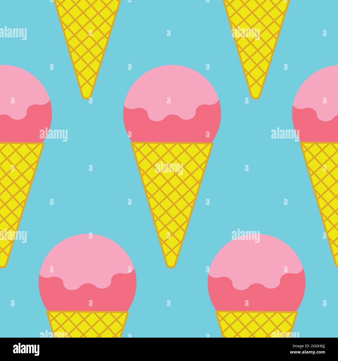 Seamless pattern ice cream strawberry ball in a waffle cone. Design for ...