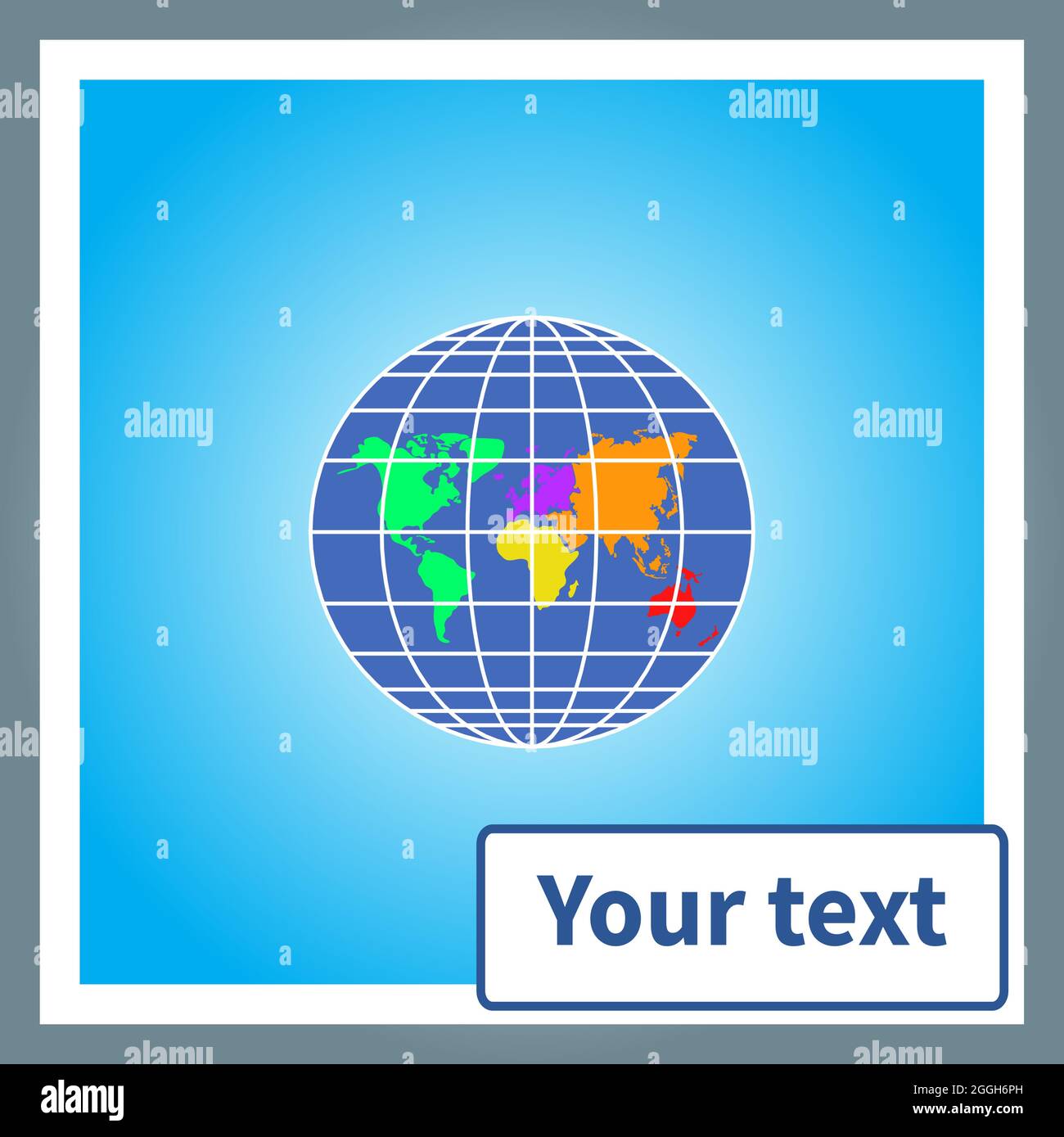 Globe with continents in center. Banner for text. Vector illustration ...