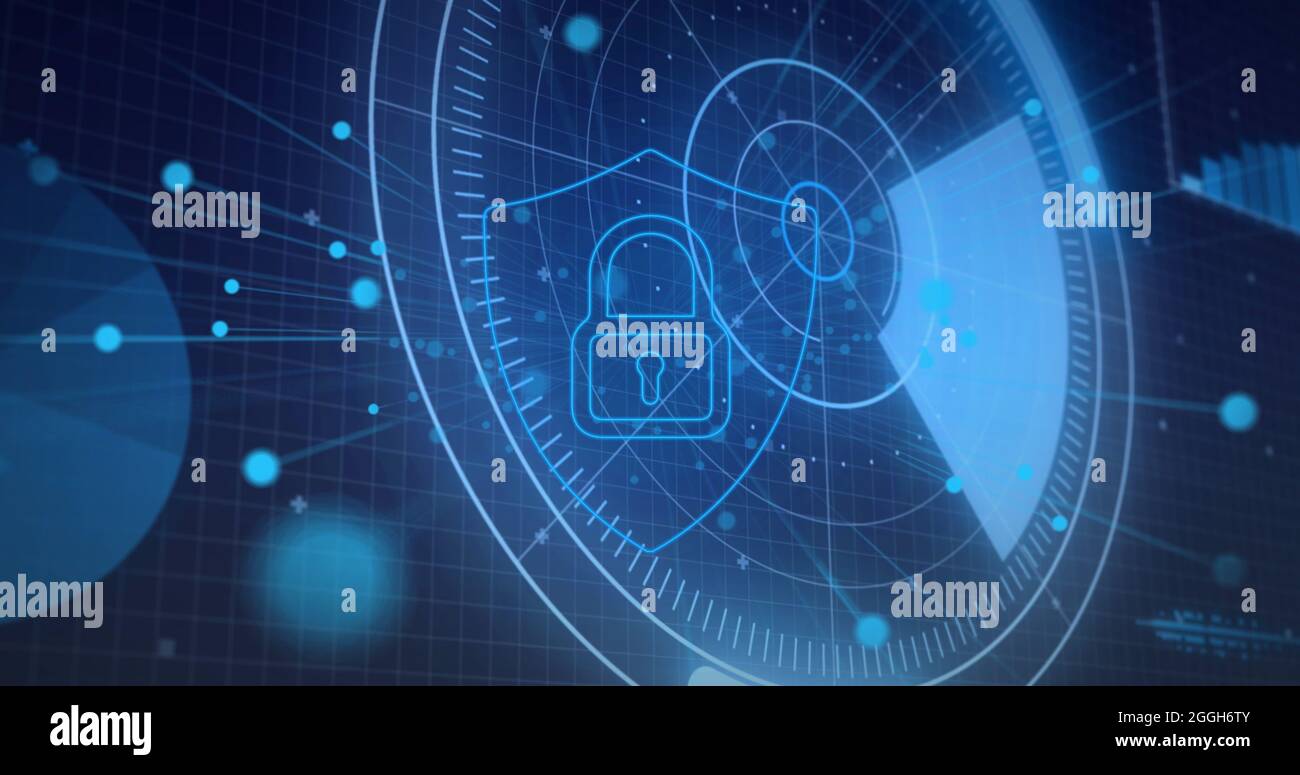 Image of online security padlock, scope scanning and data processing Stock Photo - Alamy