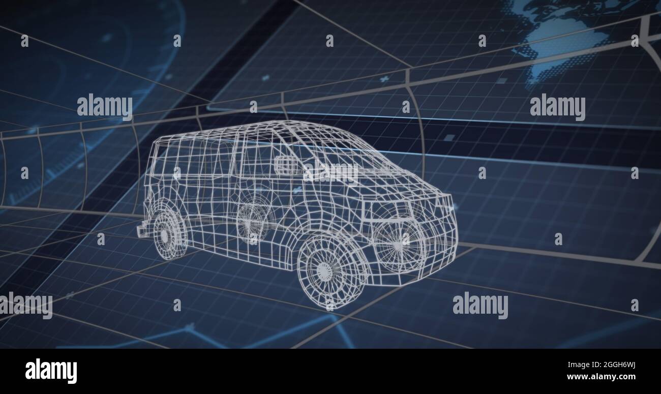 Image of 3d van technical drawing scopes scanning and data processing ...
