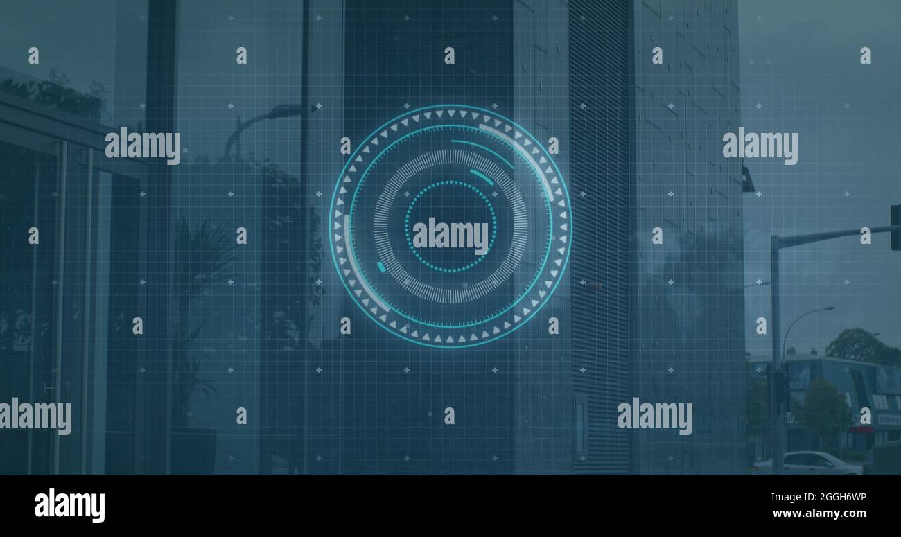 Image of scope scanning and data processing over world map and processor elements Stock Photo ...