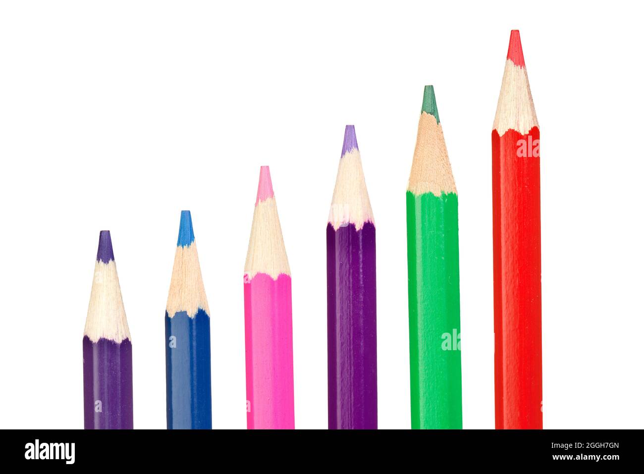 Colored pencils row isolated on a white background Stock Photo - Alamy