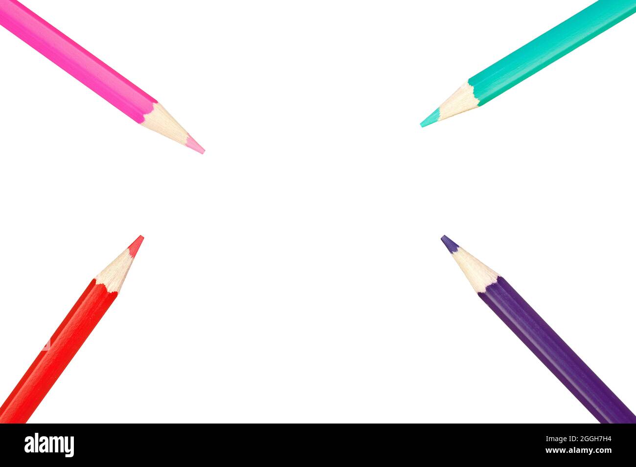 Colored pencils row isolated on a white background Stock Photo - Alamy