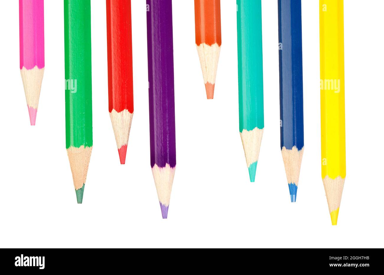 Colored pencils row isolated on a white background Stock Photo - Alamy