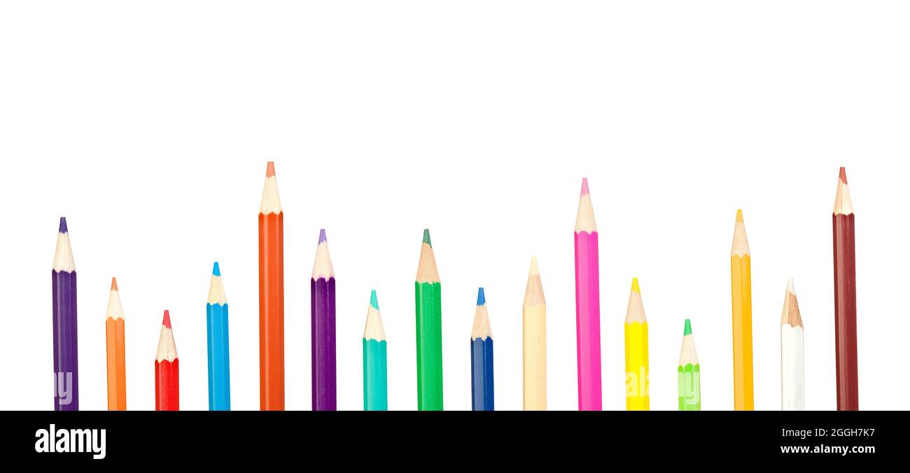 Colored pencils row isolated on a white background Stock Photo - Alamy