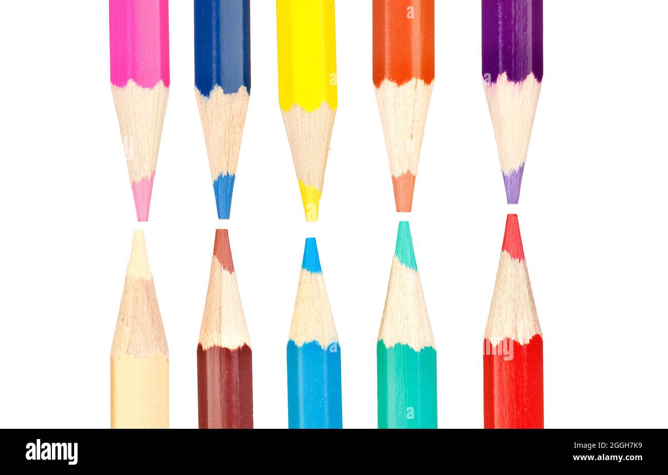 Colored pencils row isolated on a white background Stock Photo - Alamy