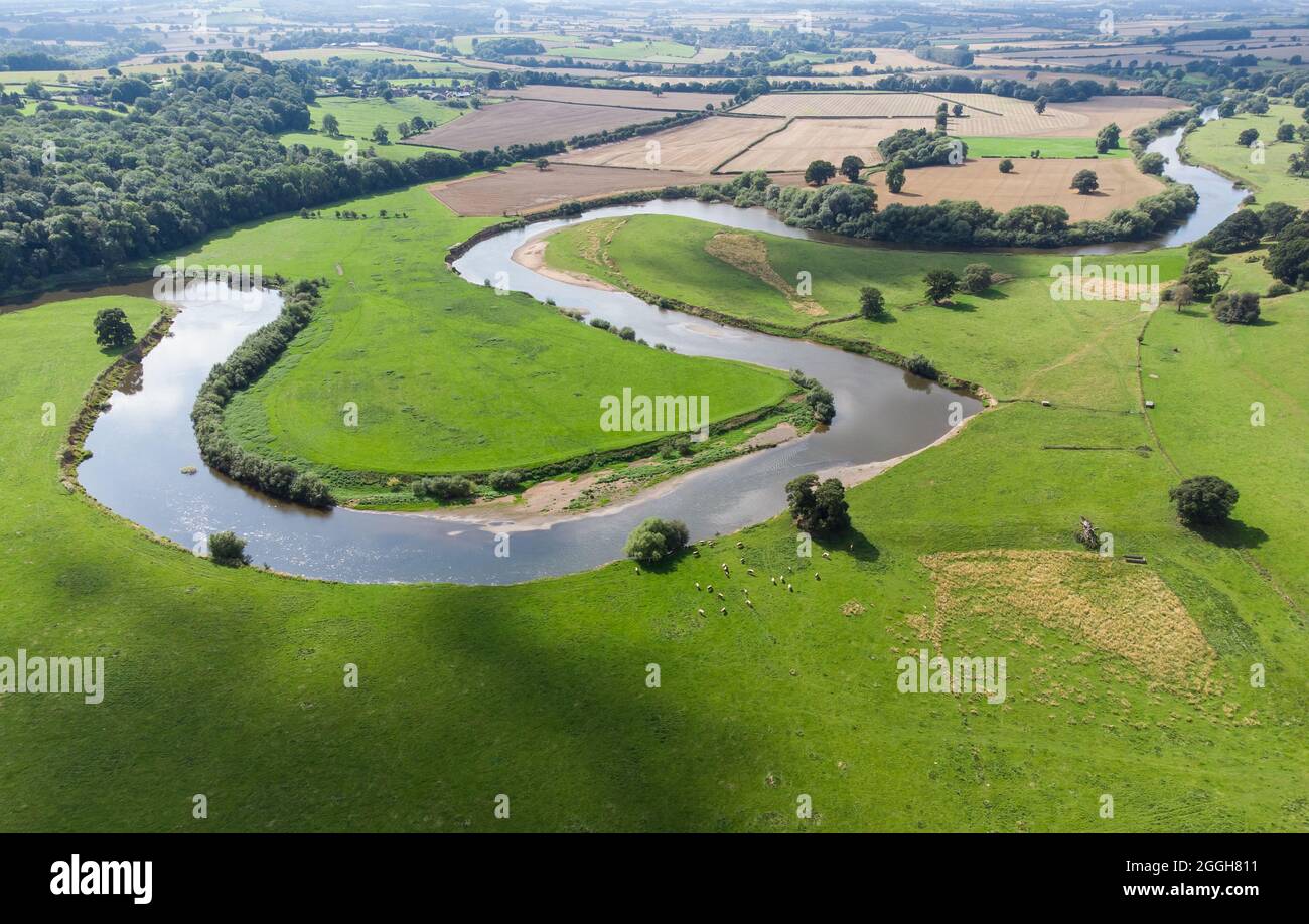 winding river in a lowland landscape Stock Photo - Alamy
