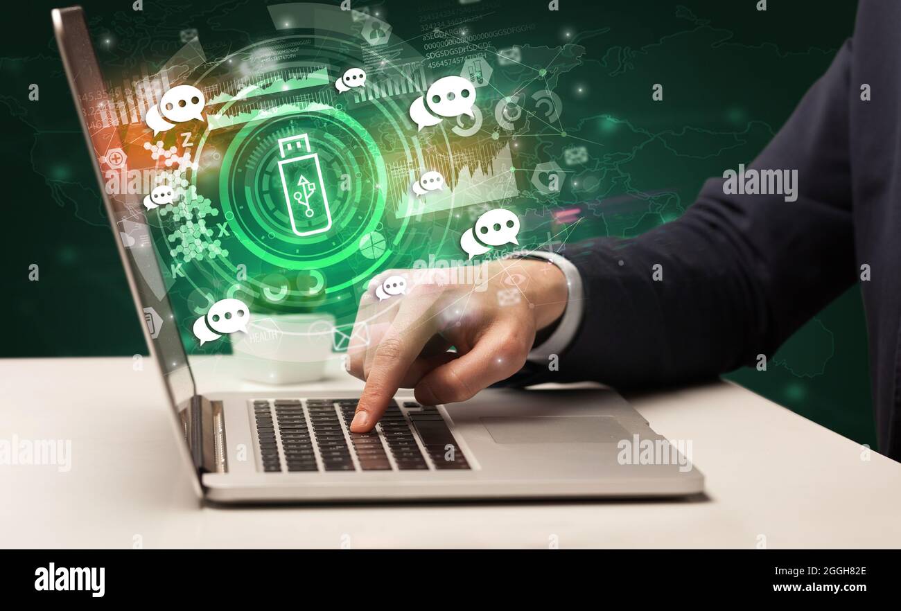 Business hand typing on a modern laptop Stock Photo - Alamy