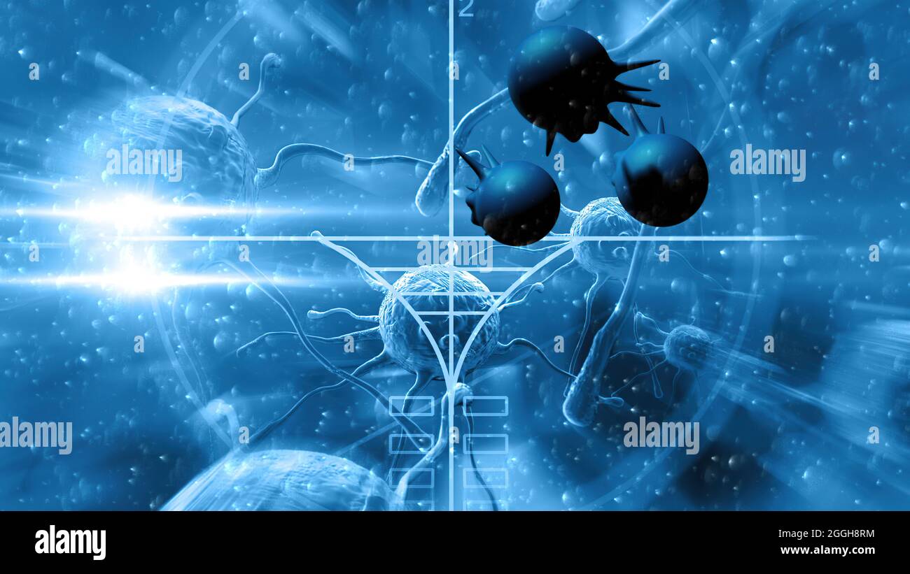 3d illustration - A Damaged And Disintegrating Cancer Cell Stock Photo ...