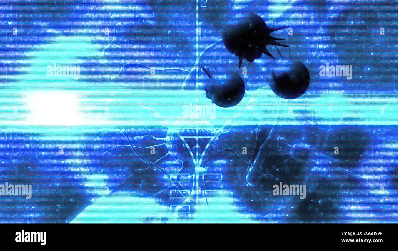3d illustration - A Damaged And Disintegrating Cancer Cell Stock Photo ...