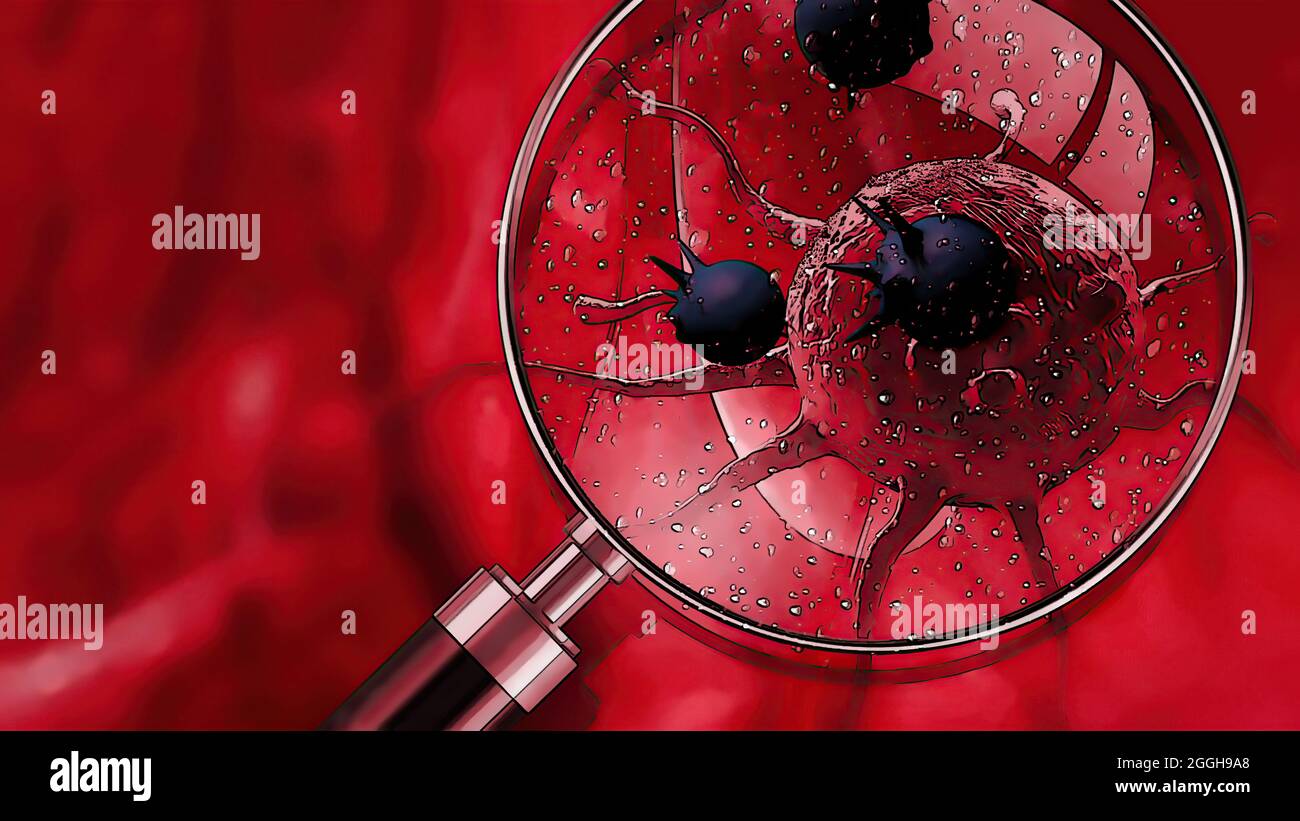 3d illustration - A Damaged And Disintegrating Cancer Cell Stock Photo ...
