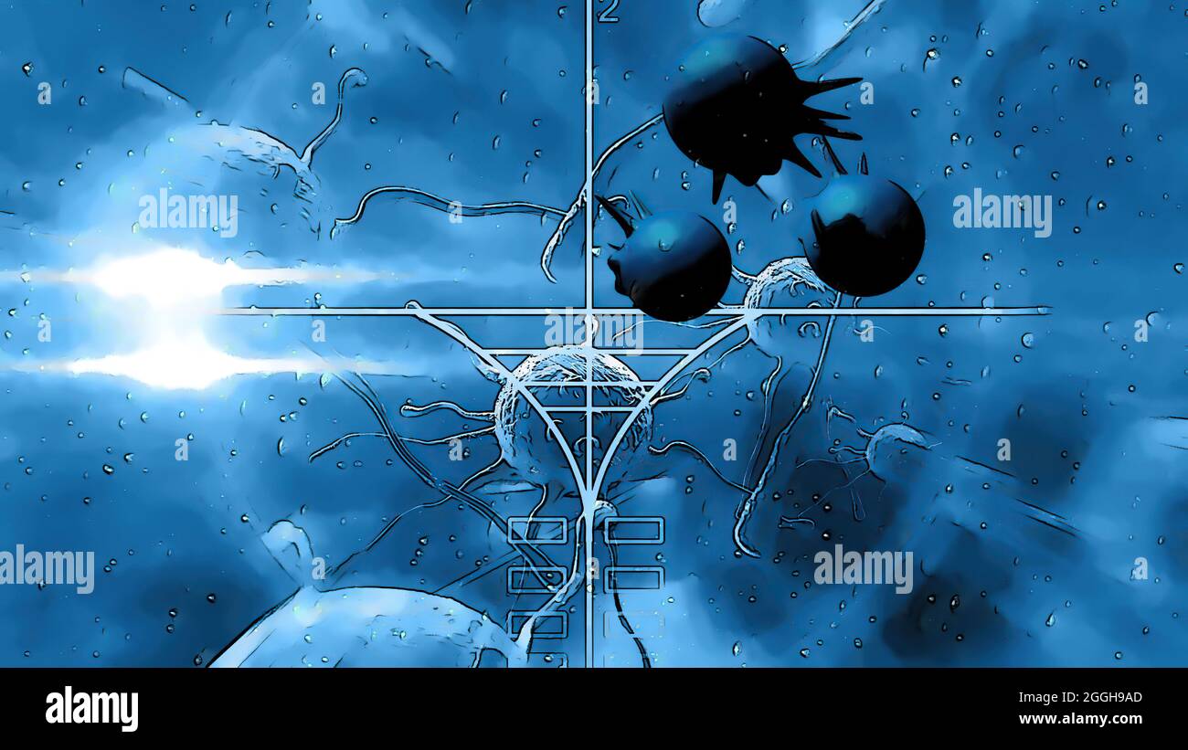 3d illustration - A Damaged And Disintegrating Cancer Cell Stock Photo ...