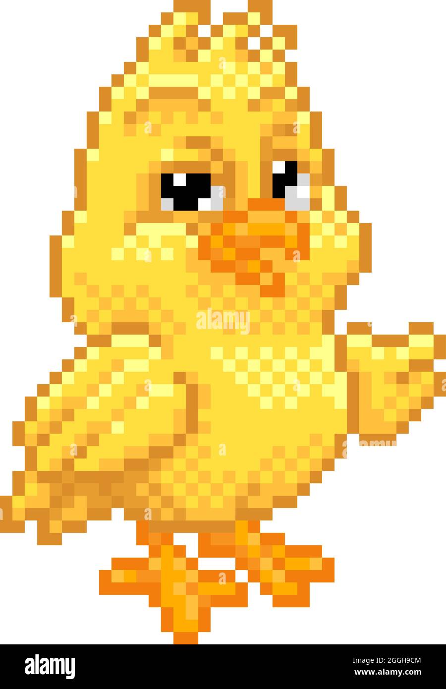 Easter Chick Chicken Pixel Art Video Game Cartoon Stock Vector Image ...