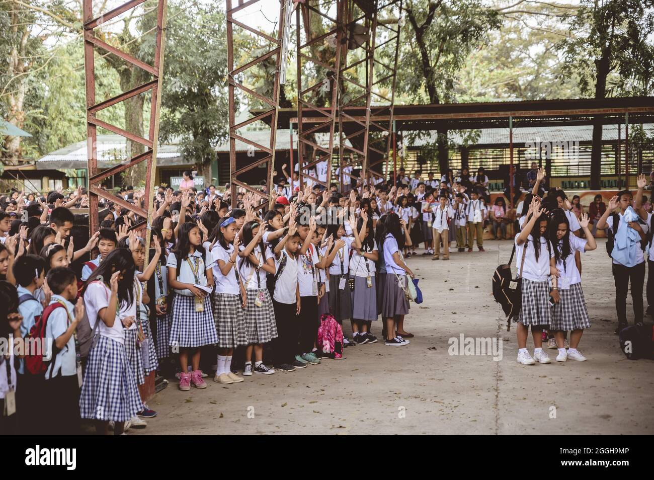 BACOLOD, PHILIPPINES - Mar 01, 2019: A group of Filipino high school ...