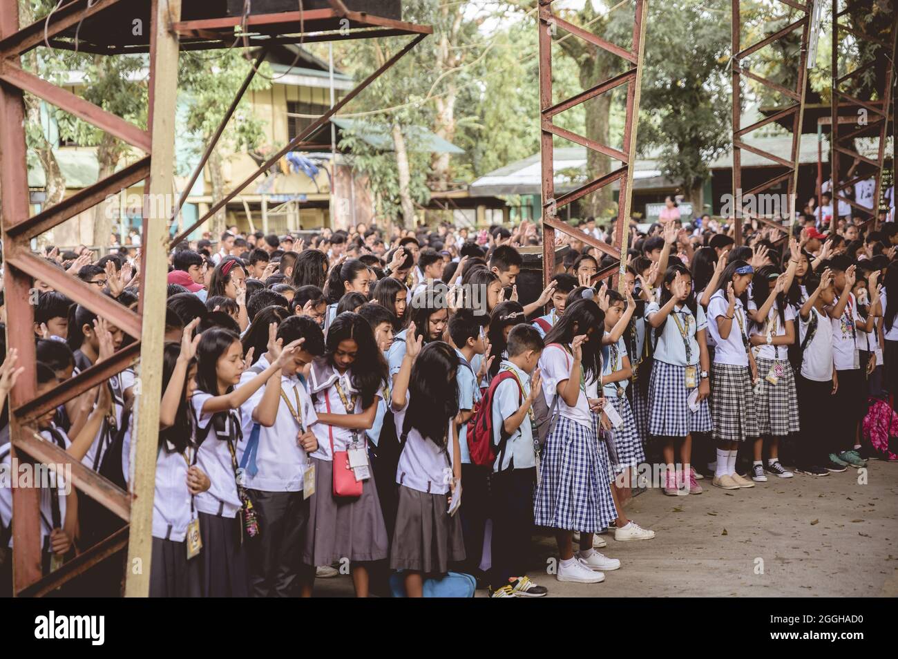 BACOLOD, PHILIPPINES - Mar 01, 2019: A group of Filipino high school ...