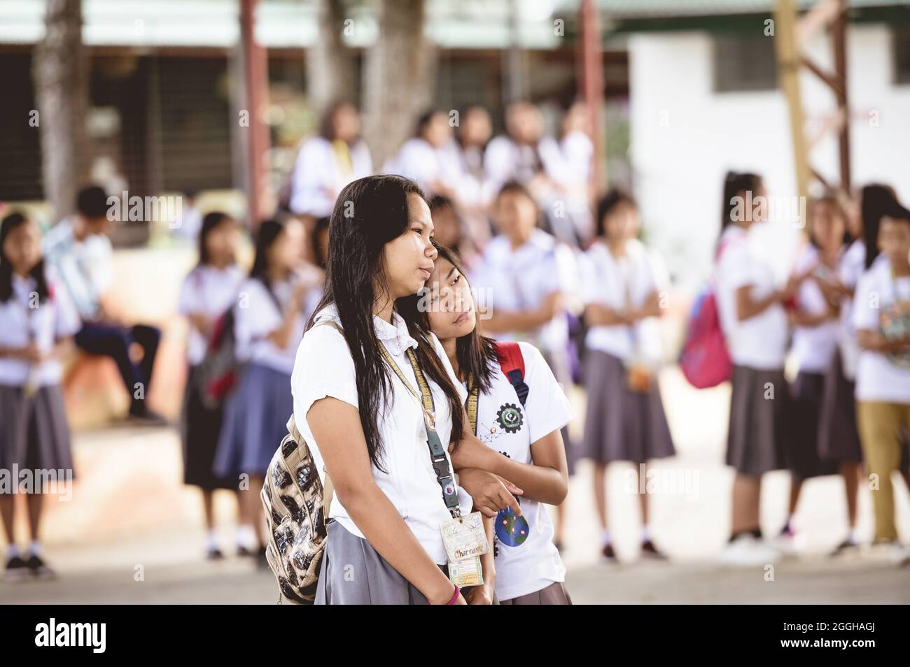 BACOLOD, PHILIPPINES - Mar 01, 2019: A group of Filipino high school ...