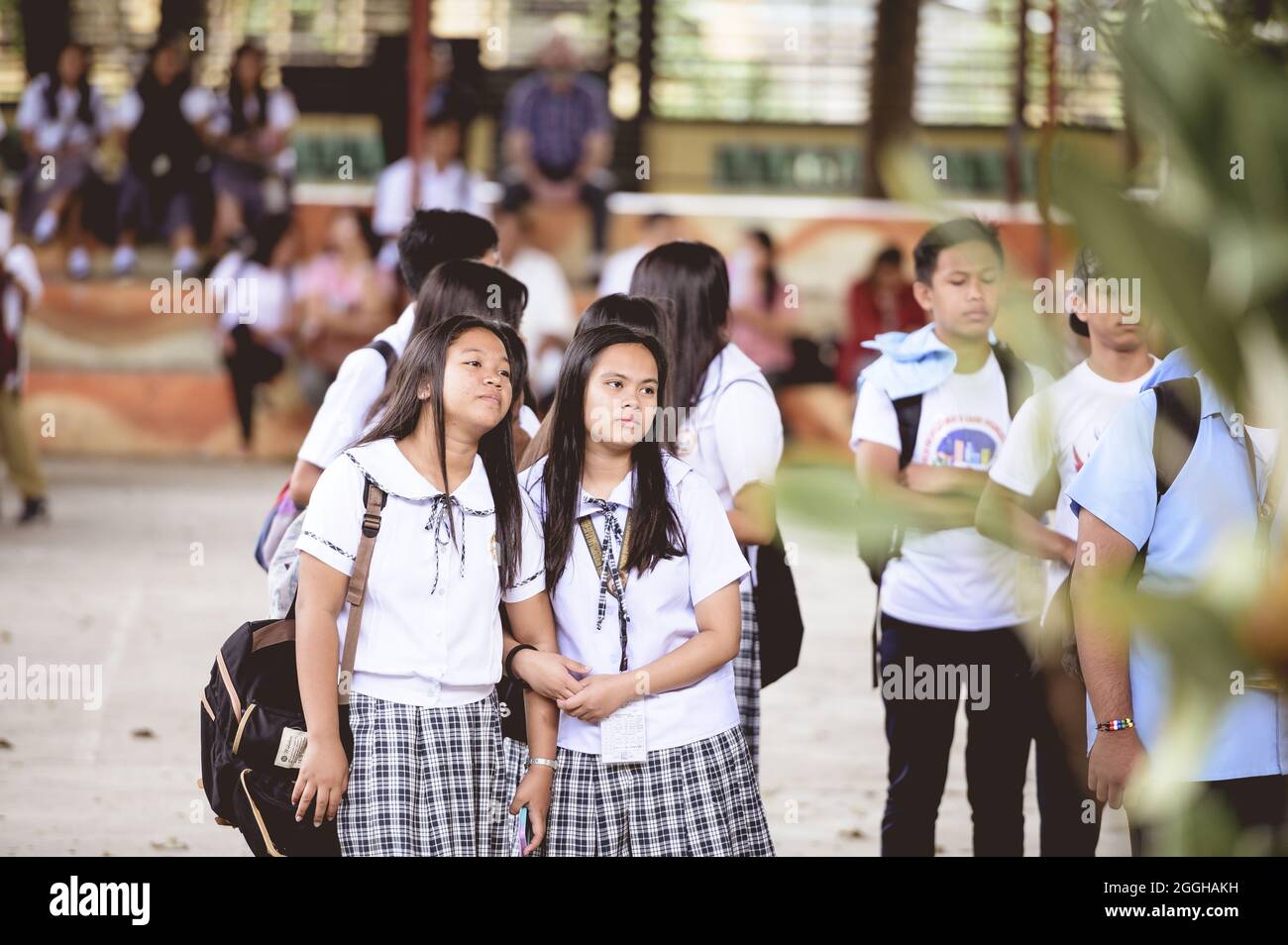 BACOLOD, PHILIPPINES - Mar 01, 2019: A group of Filipino high school ...