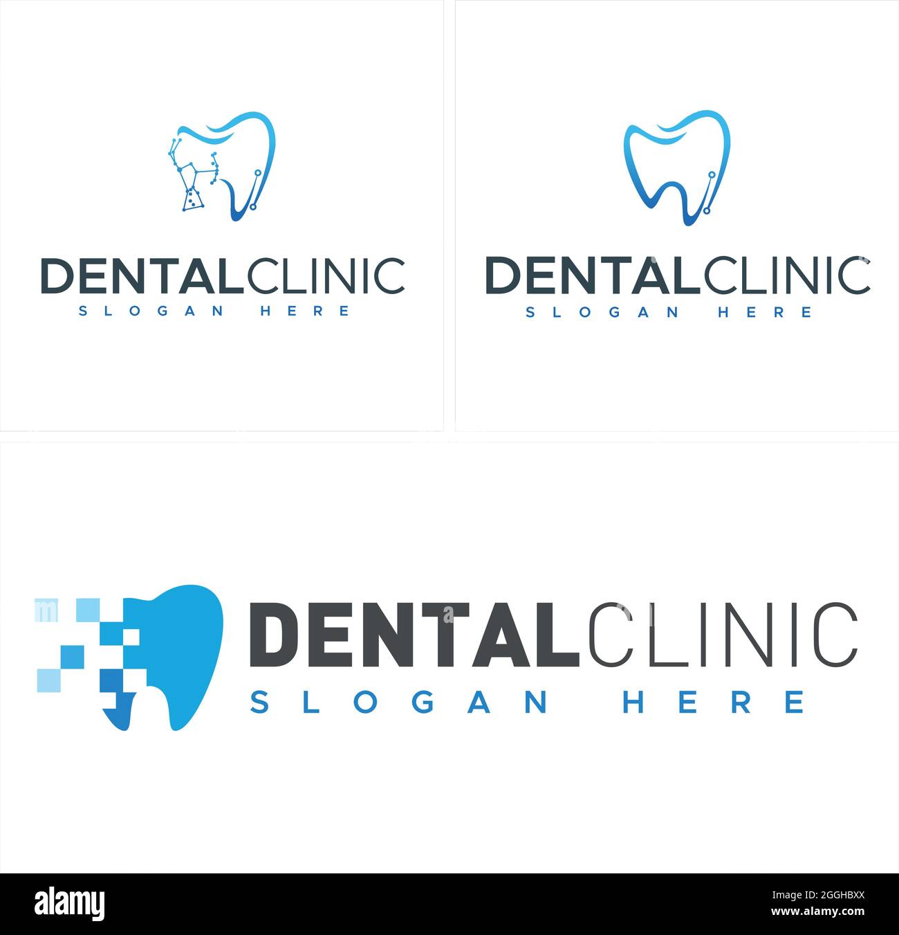 Dental clinic with tooth tech pixel combination logo design Stock ...